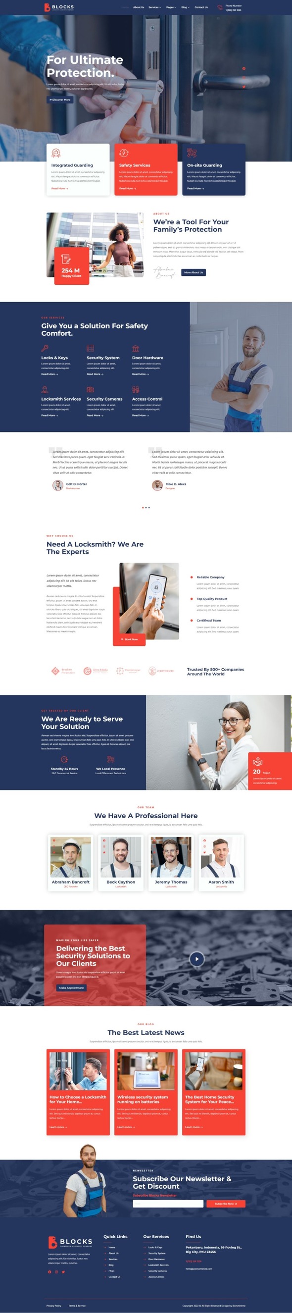 Blocks Locksmith And Security Company Elementor Template Kit By Rometheme